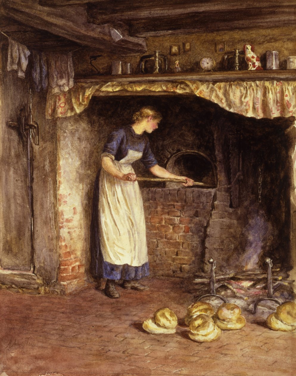 Baking Bread, c.1882 by Helen Allingham: Fine art print