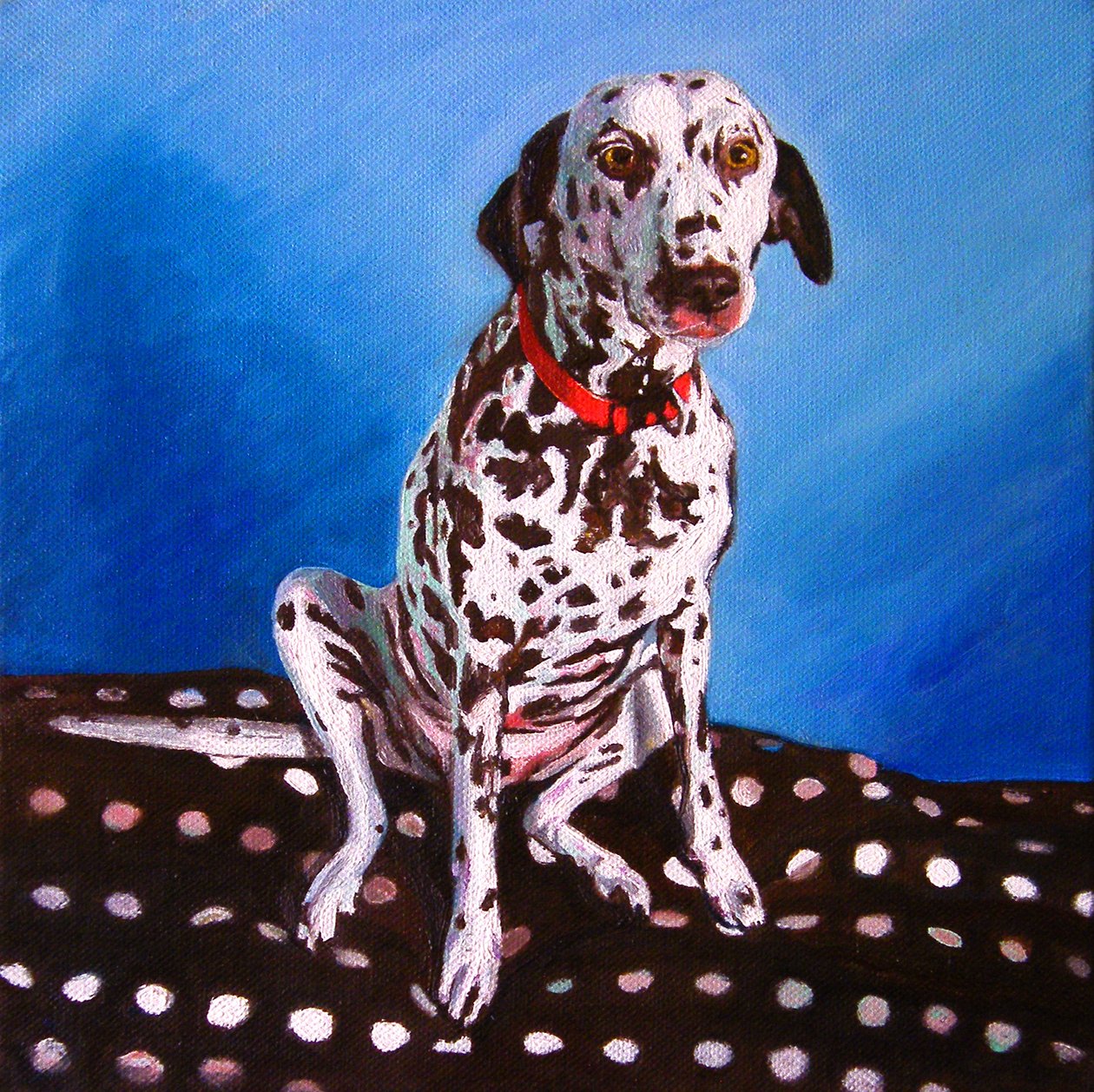 Dalmatian on Spotty Cushion by Helen White: Fine art print