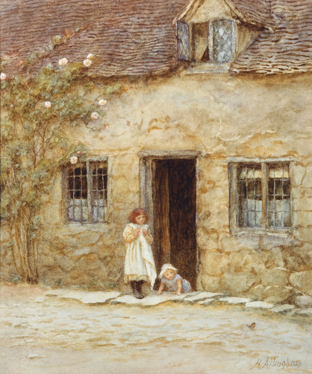 At the Cottage Door by Helen Allingham: Buy fine art print