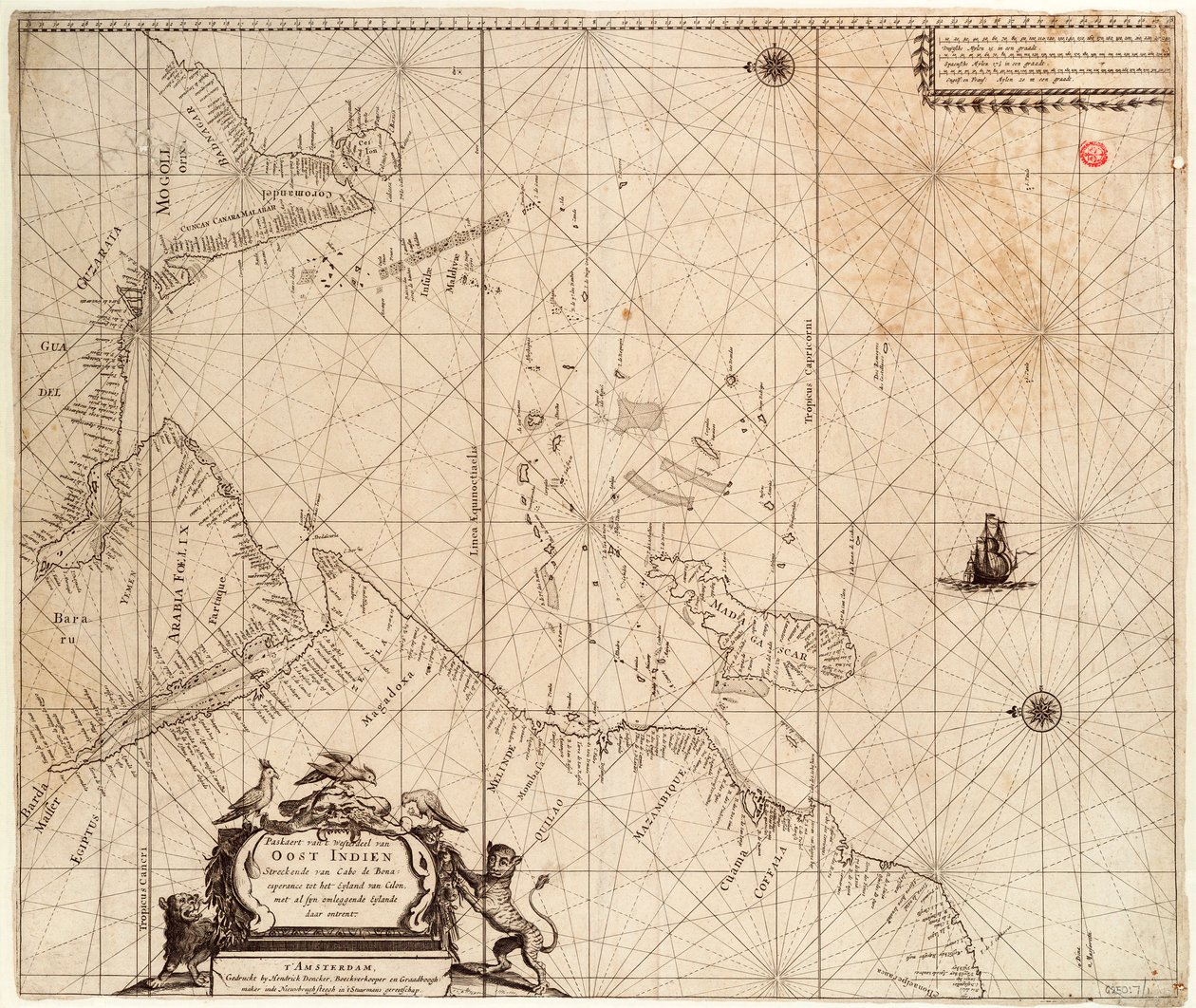 Map of Africa, India and Sri Lanka, c.1680