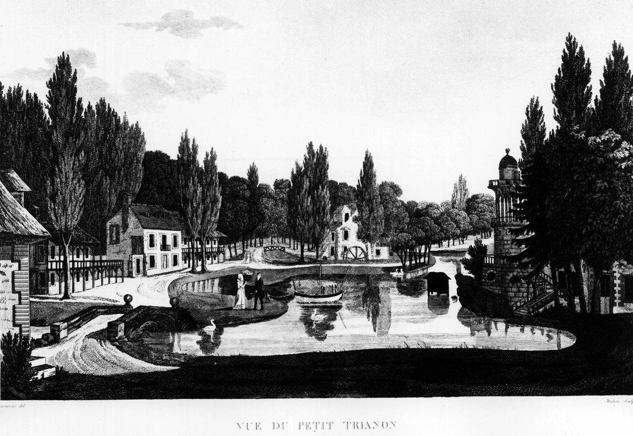 View of the Petit Trianon in Versailles - Drawing by Courvoisier