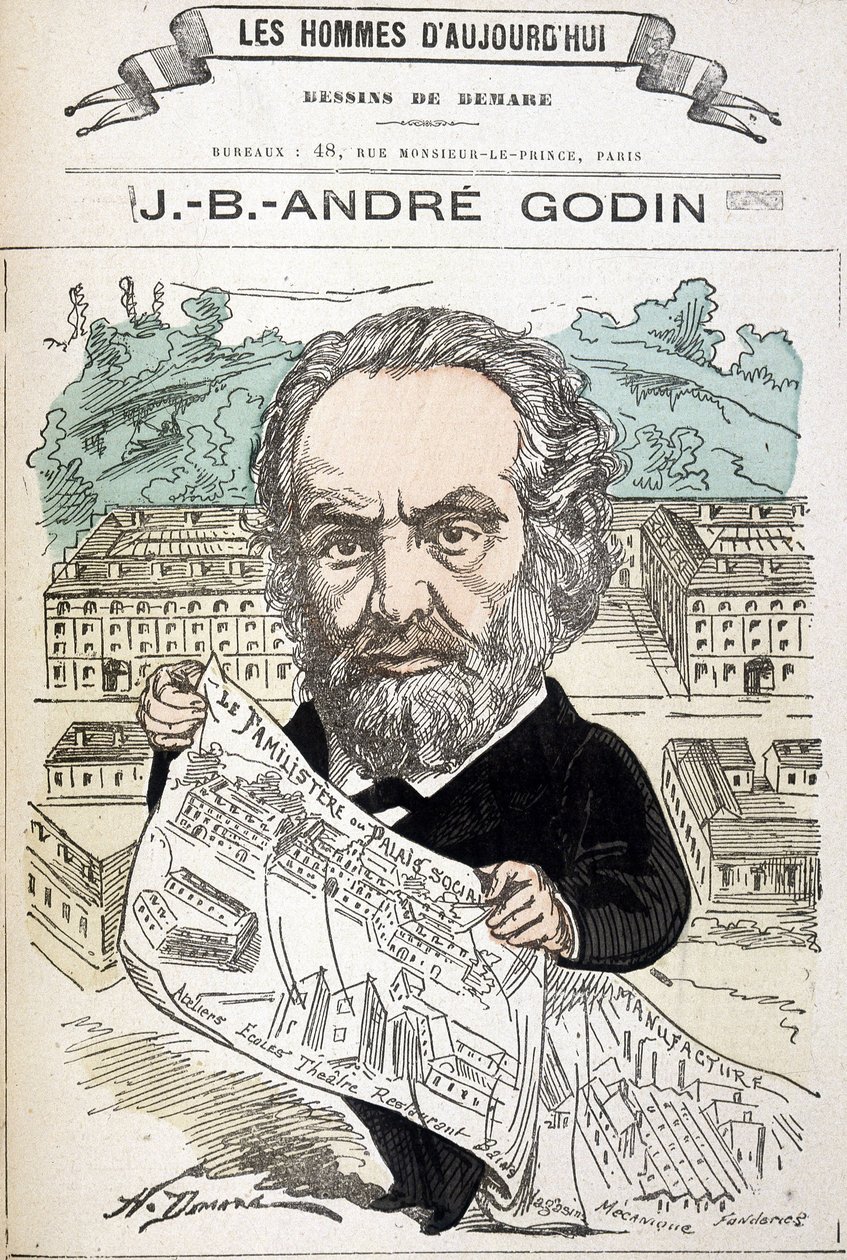 Jean Baptiste André Godin, industrialist founder of the family. Drawing ...
