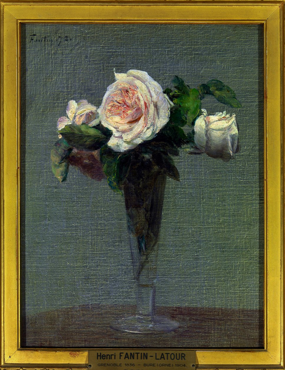 Flowers. Painting by Henri Fantin Latour (1836-1904) 1872. Paris, Musee ...