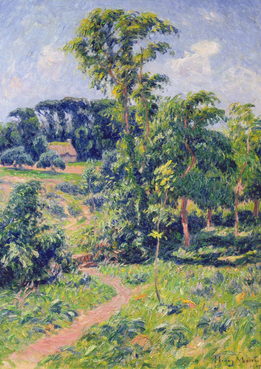 Landscape with Trees and a Path Leading to a Cottage