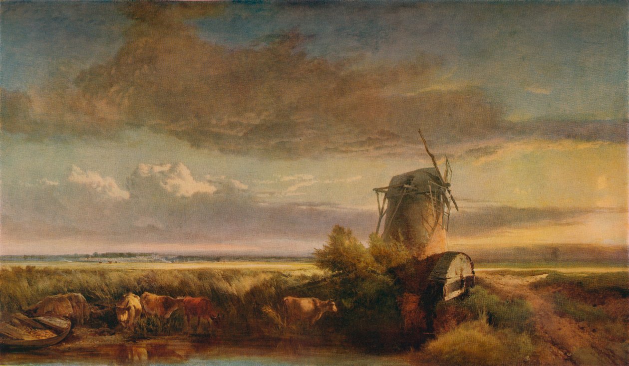 Mills on the Fens by Henry Bright: Buy fine art print