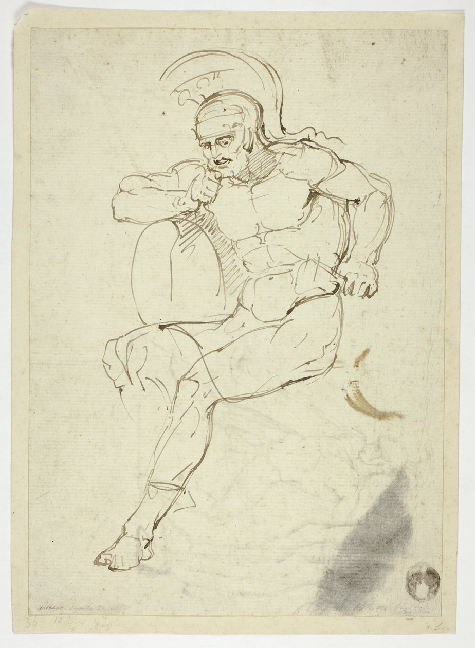 Seated Warrior (recto); Striding Warrior (verso)