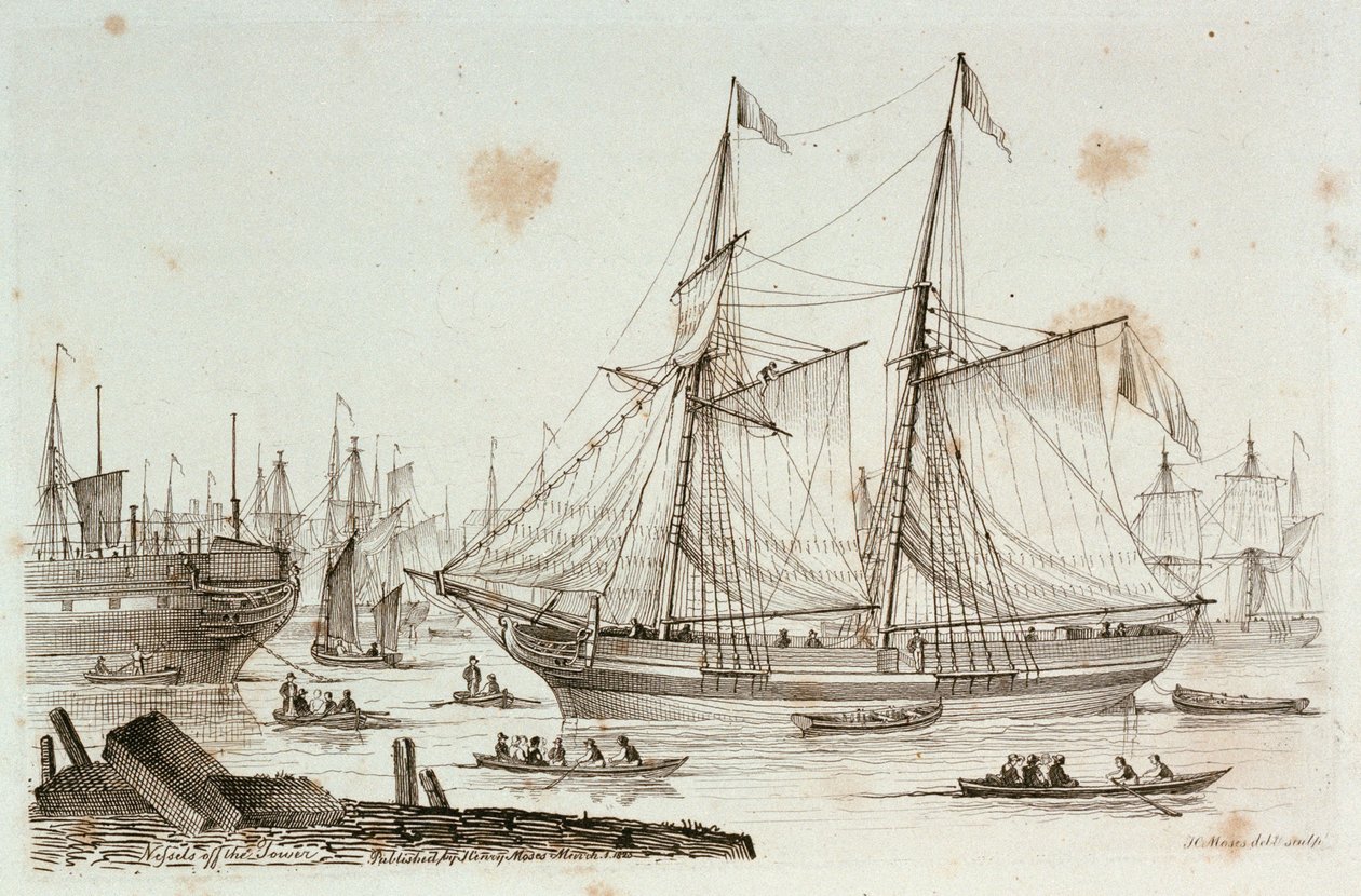 Sketches of Shipping Drawn and Etched by Henry Moses: Hulks at Sheerness