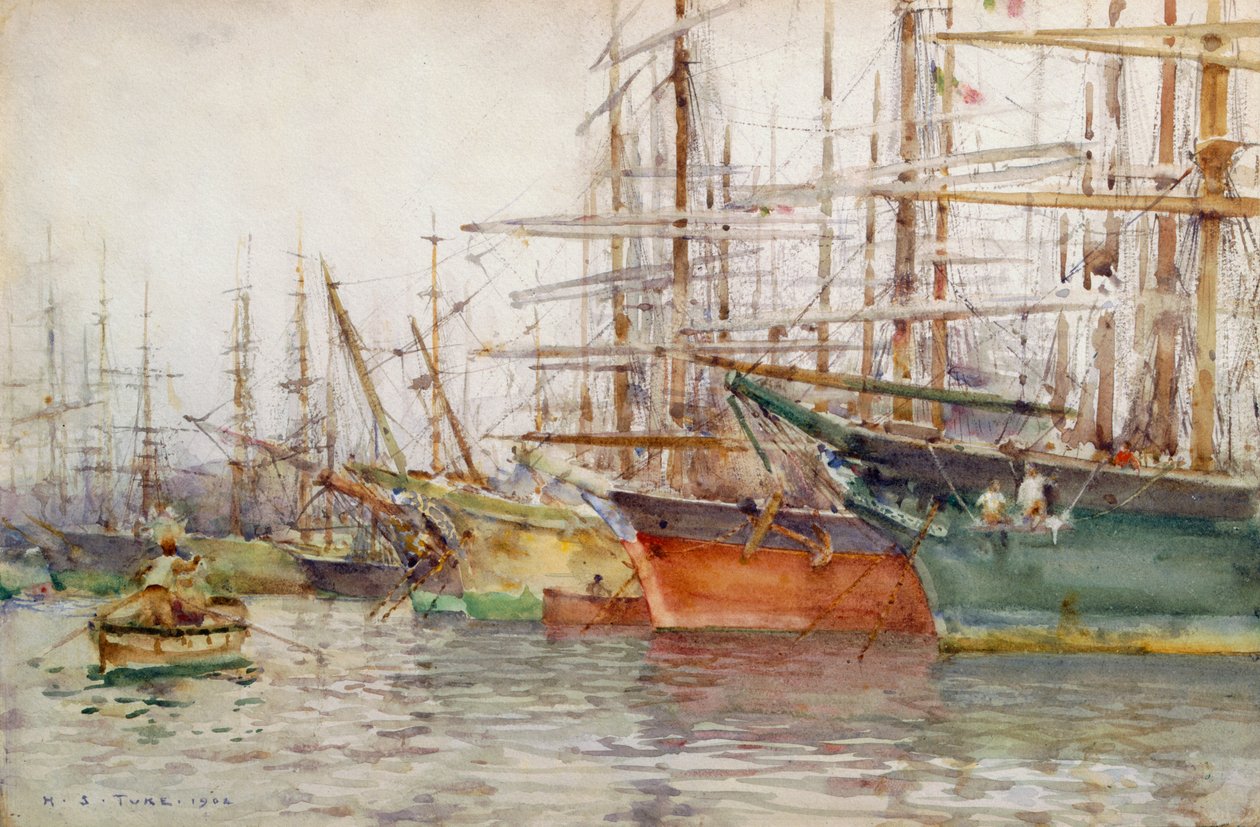 Genoa Harbour, 1904 by Henry Scott Tuke: Fine art print