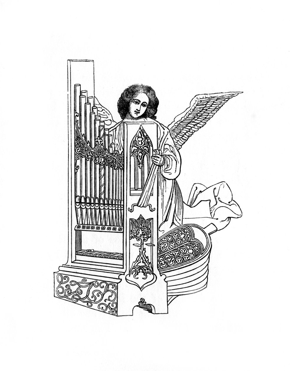 Angel and Organ by Henry Shaw: Premium art reproduction