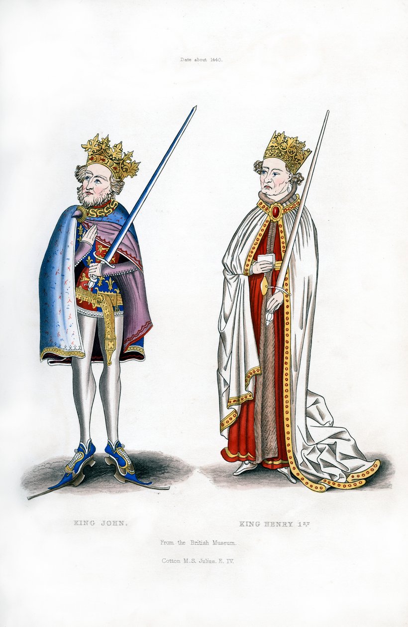 King John and King Henry I by Henry Shaw: Fine art print