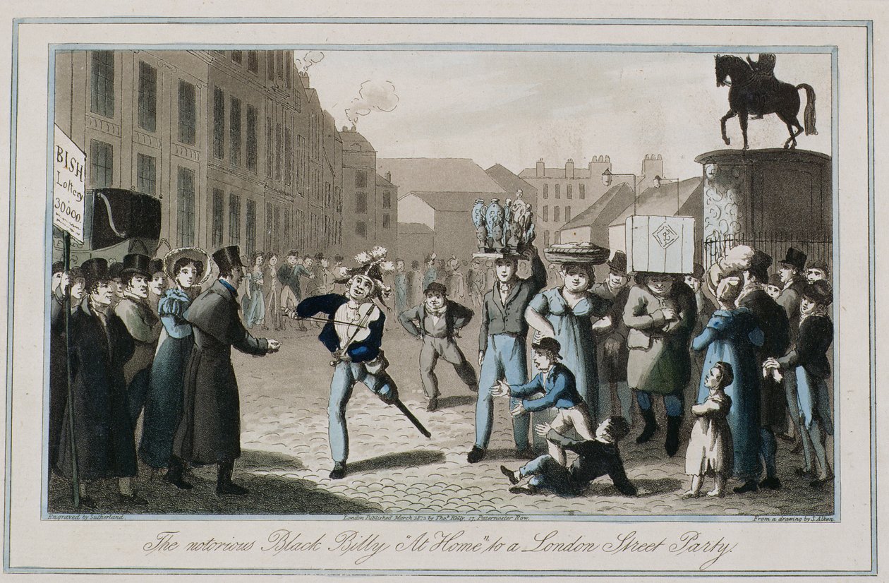 The Notorious Black Billy 'At Home' to a London Street Party, Engraved ...