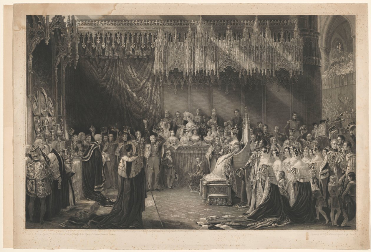 Coronation of Queen Victoria of England. After George Hayter, with ...
