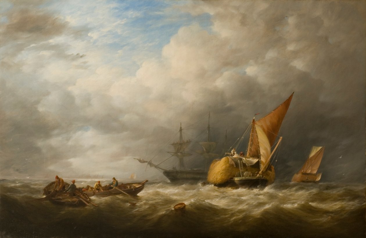 Hay Barges in the Thames Estuary by Herbert Alfred Bone