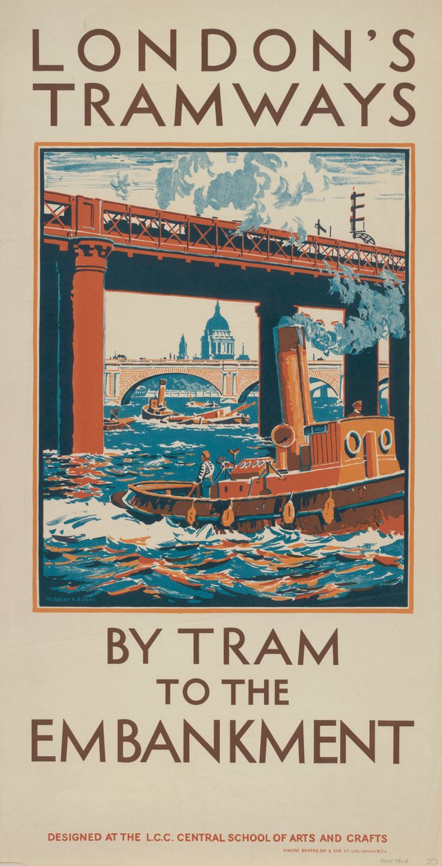 By Tram To The Embankment, 1924 by Herbert Kerr Rooke