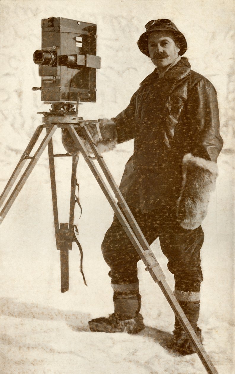 H. G. Ponting and One of His Cinematograph Cameras
