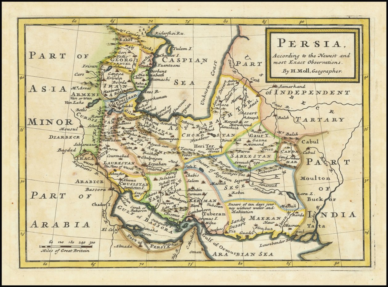 1740 map of Persia by Herman Moll: Buy fine art print