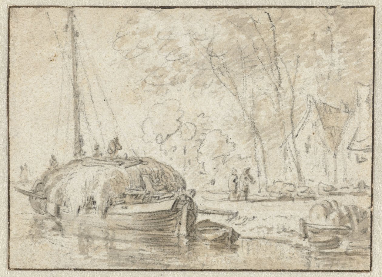 Hay Barge at a Shore by Herman Saftleven: Fine art print