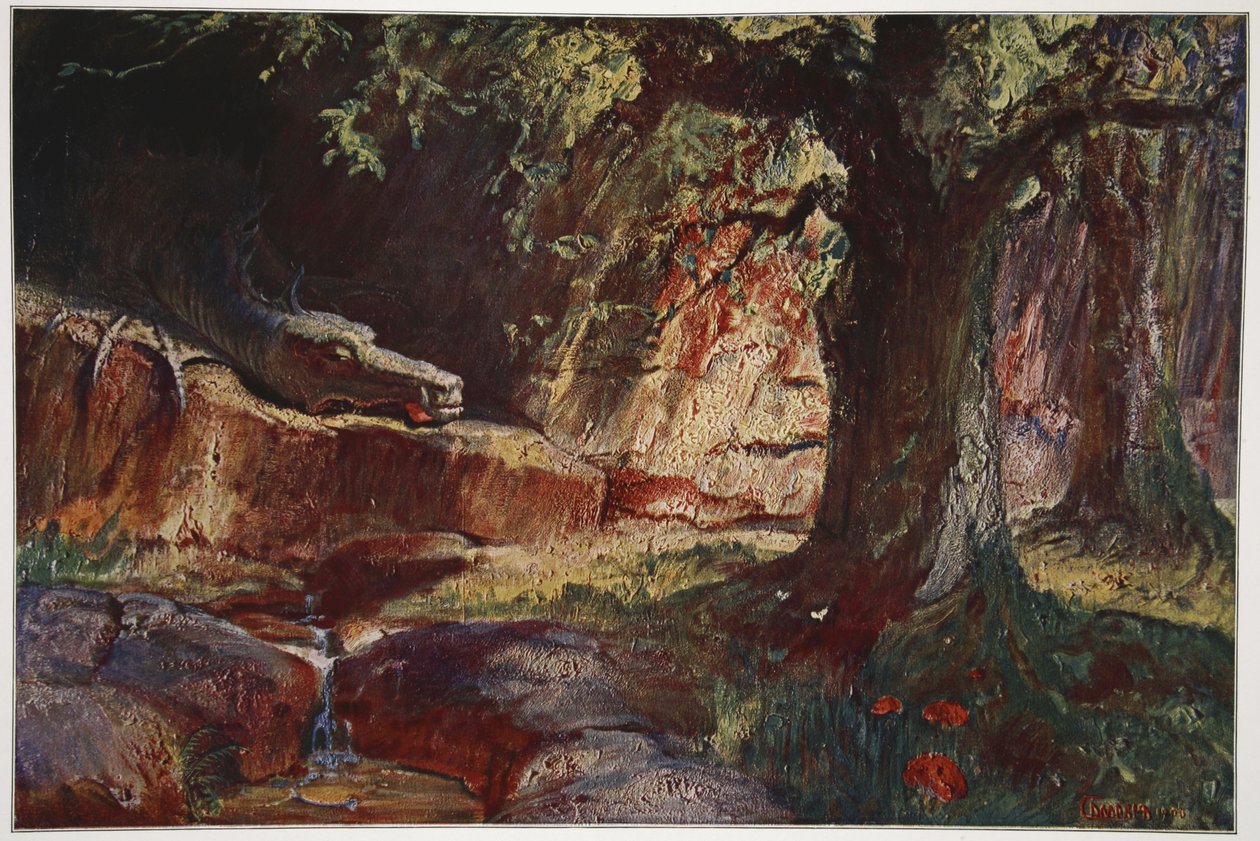 Fafner in his cave by Hermann Hendrich: Buy fine art print
