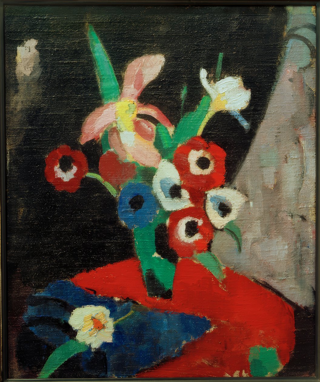 Flower Still Life on Black Background II by Hermann Stenner