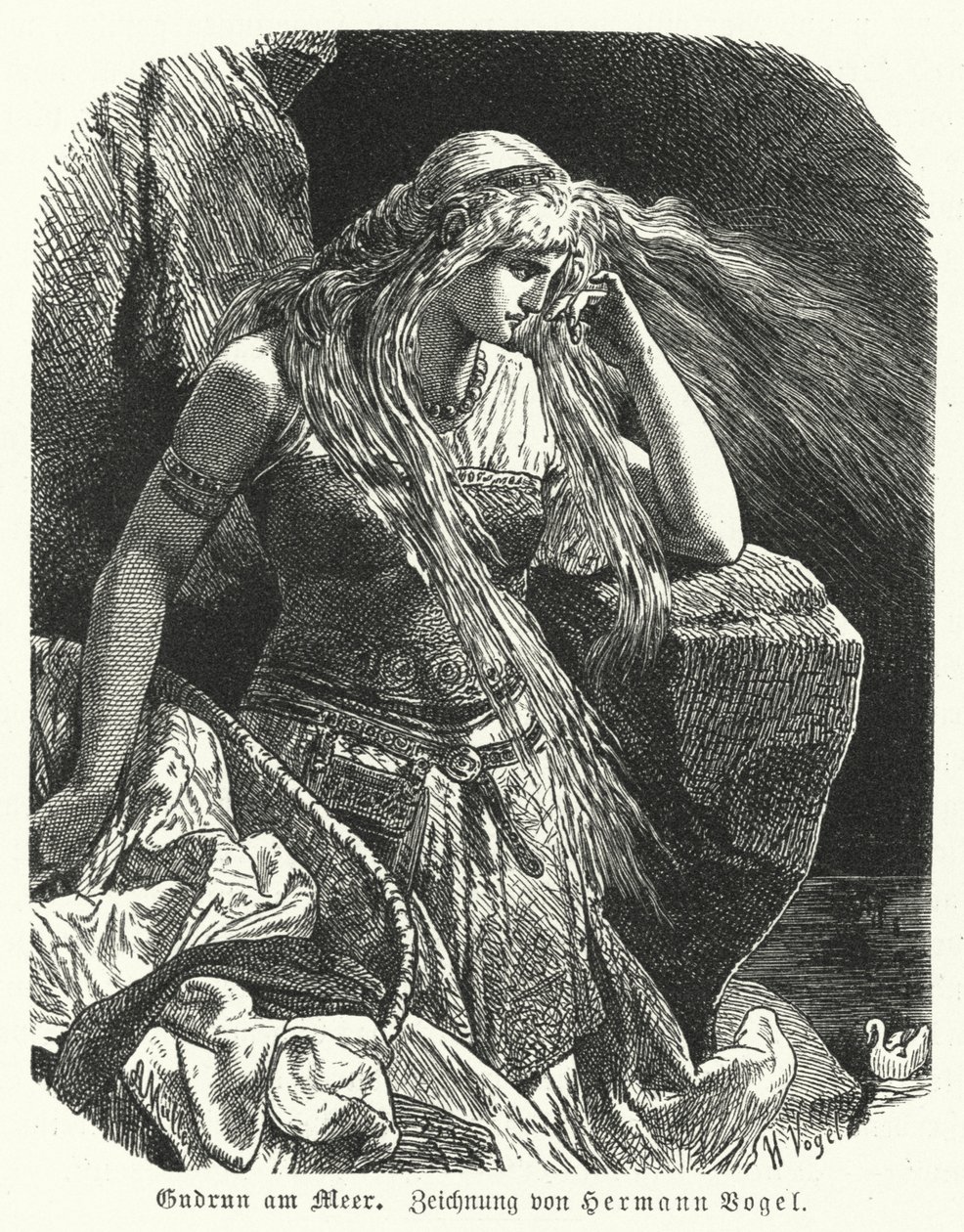 Gudrun beside the sea by Hermann Vogel: Buy fine art print