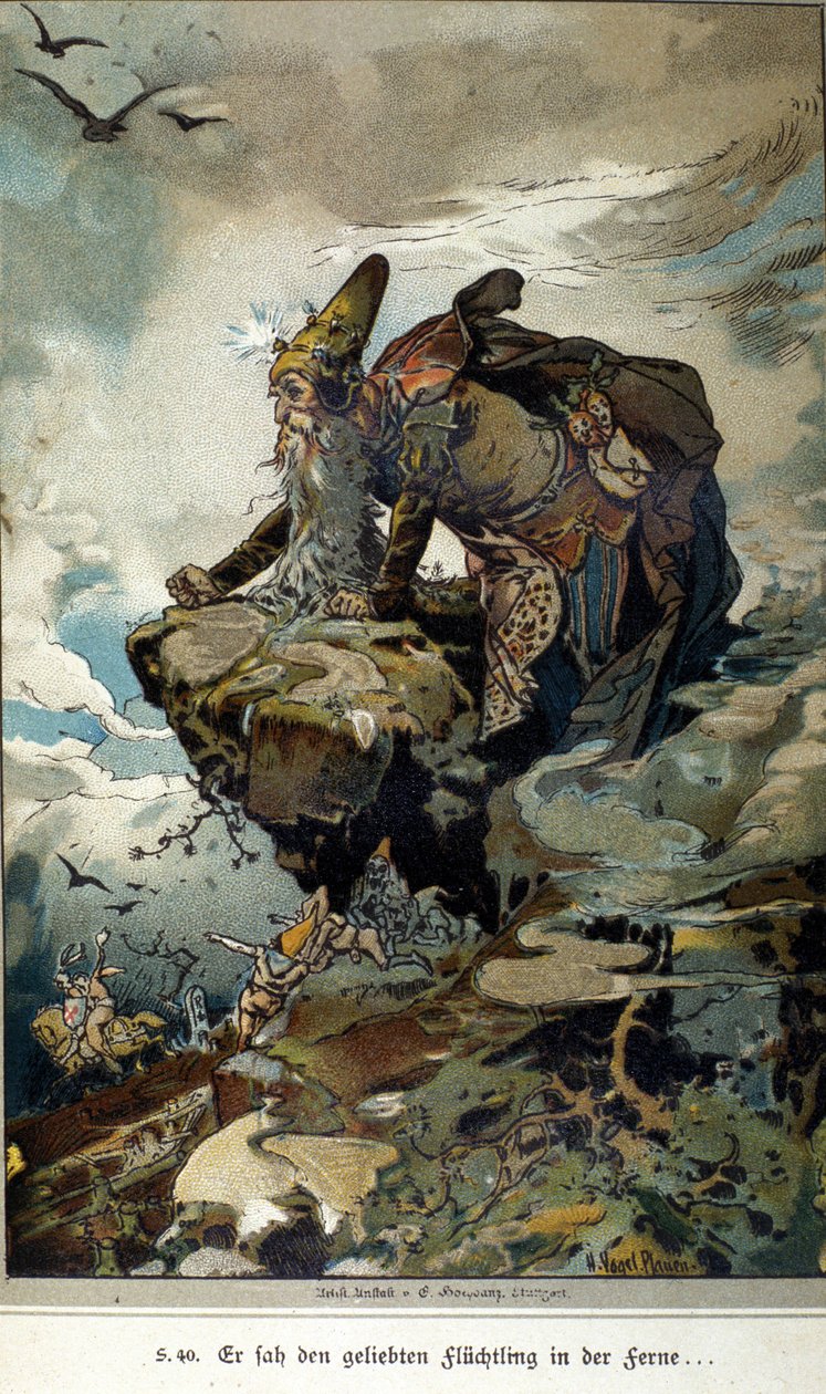 Illustration of Vogel for a tale by brothers Jacob and Wilhelm Grimm
