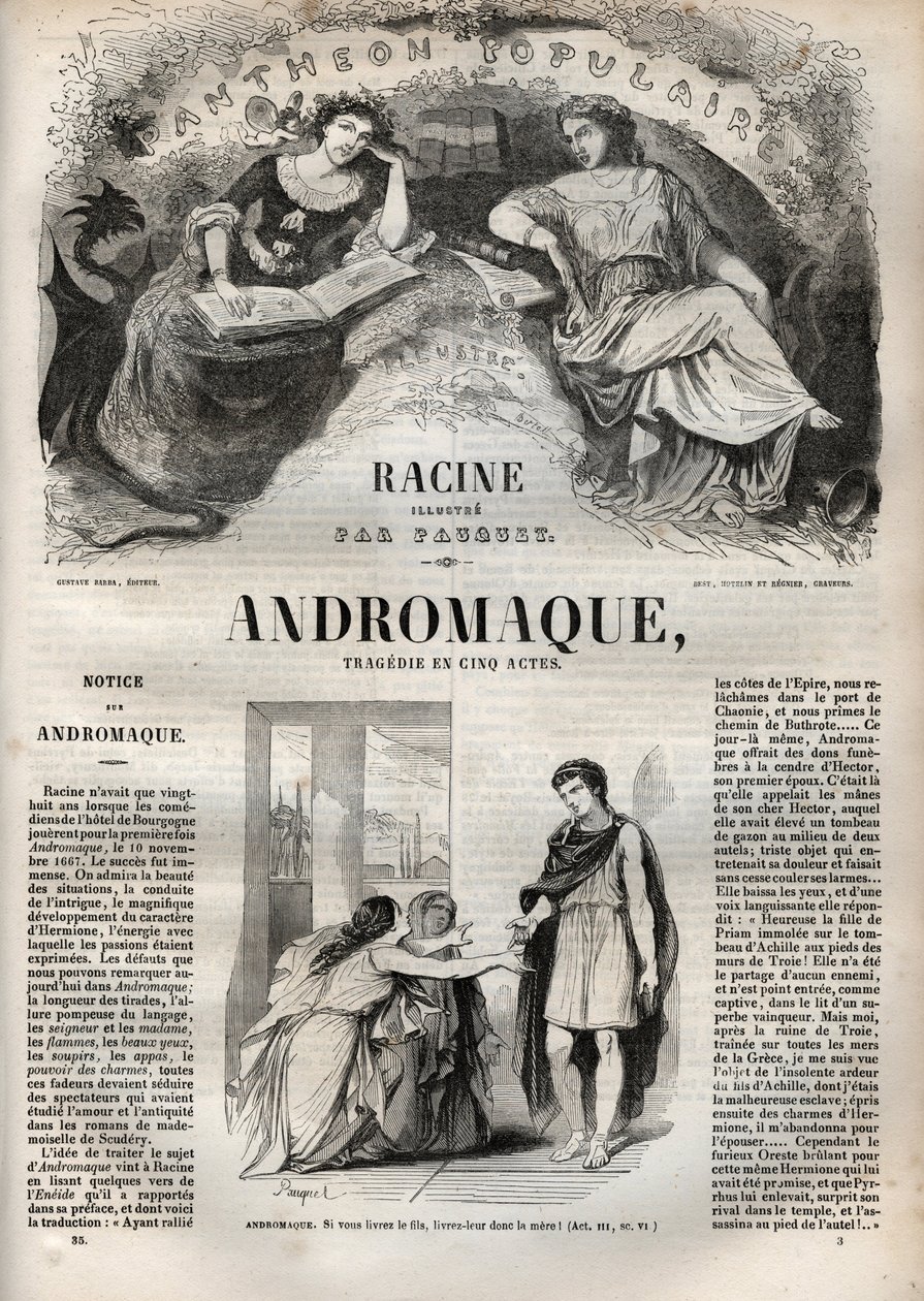 Andromaque tragedy in five acts - engraving in 'Oeuvres de Jean Racine ...