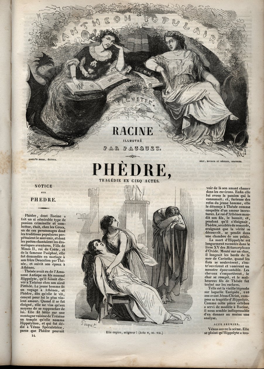 Phedre, by Jean Racine - engraving in Works of Jean Racine illustrated ...