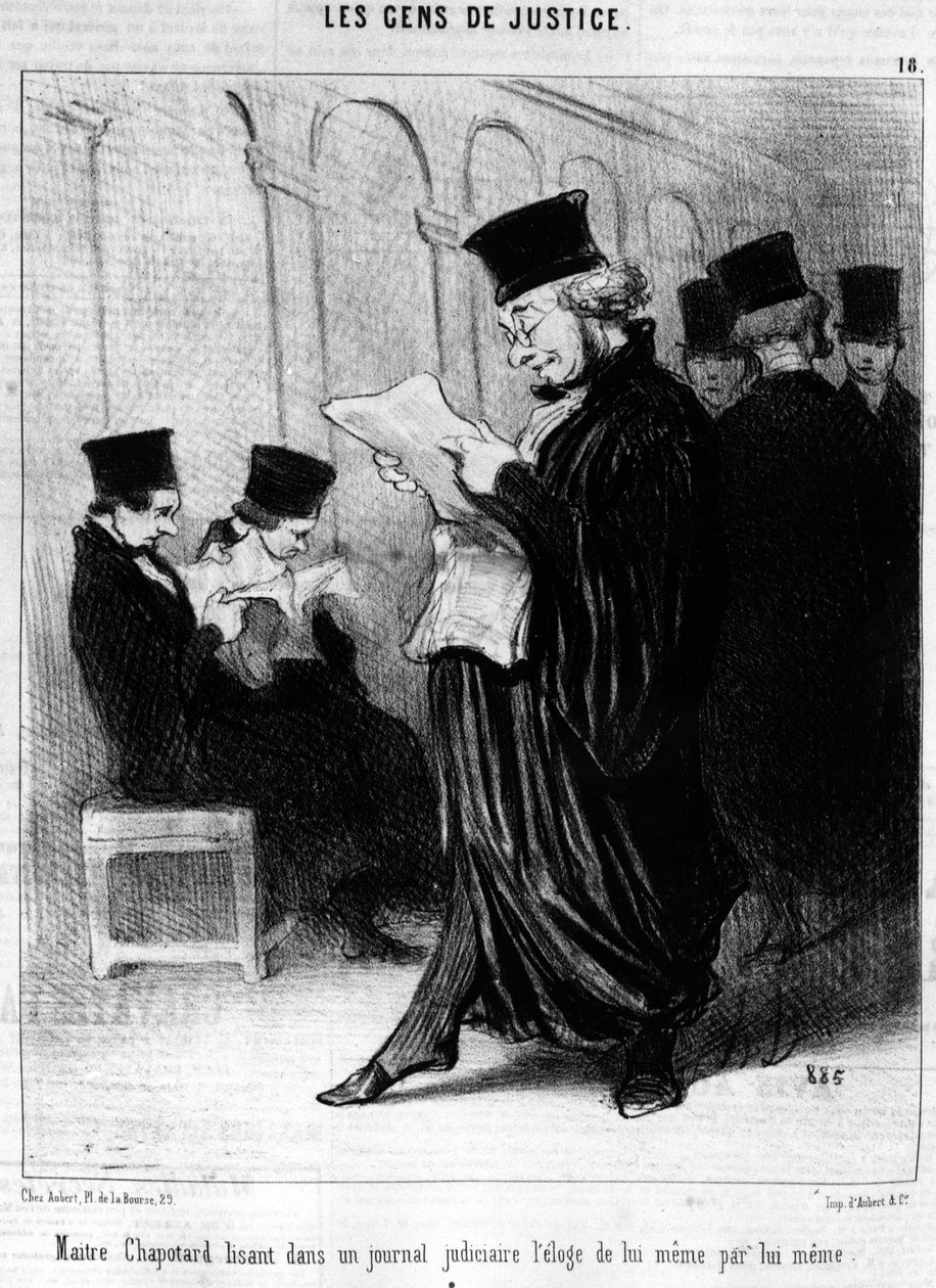 Maitre Chapotter reading in a judicial journal the praise of himself by ...