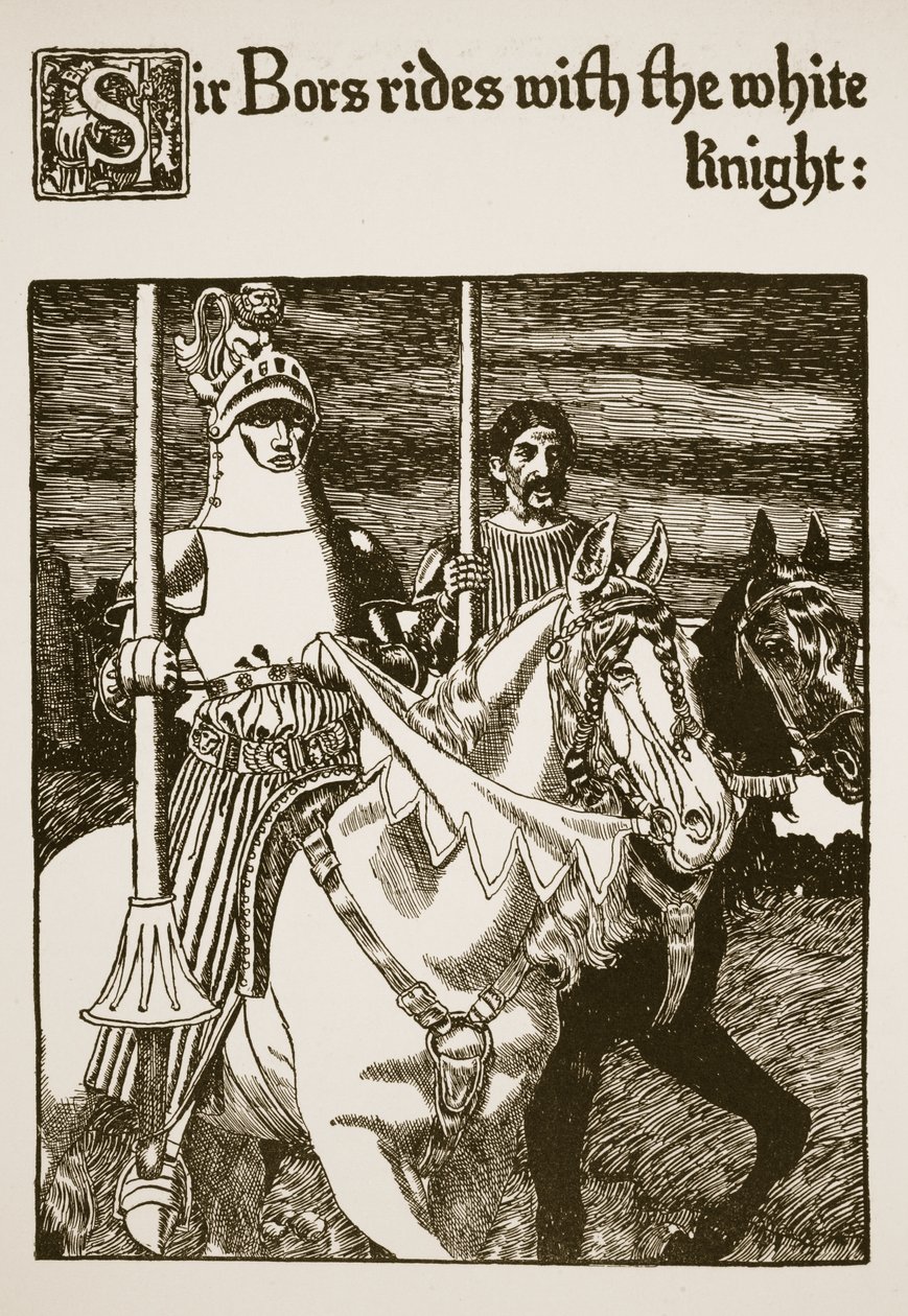 Sir Bors Rides with the White Knight, illustration from 'The Story of ...
