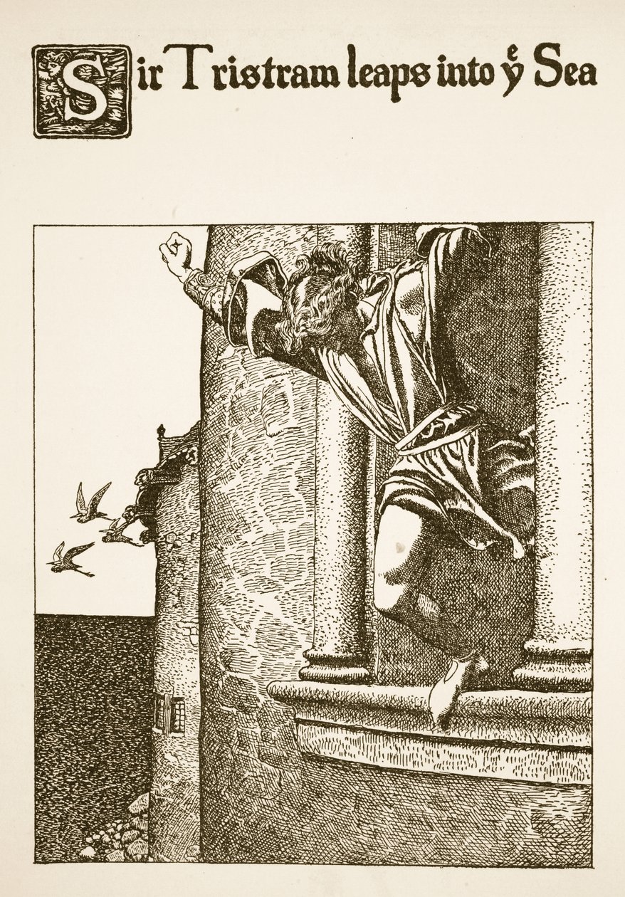 Sir Tristram Leaps into the Sea, Illustration from 'The Story of the ...