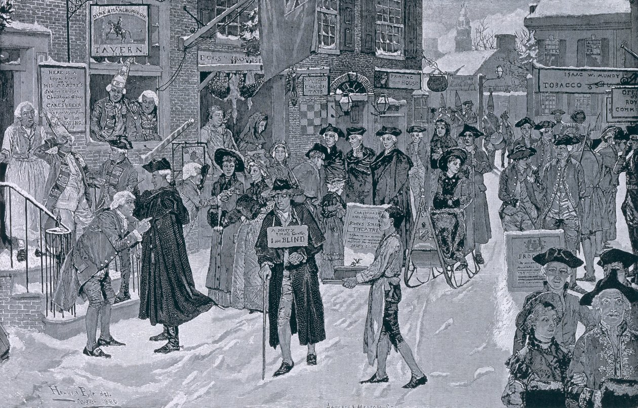 Christmas Morning in Old New York Before the Revolution, Illustration ...