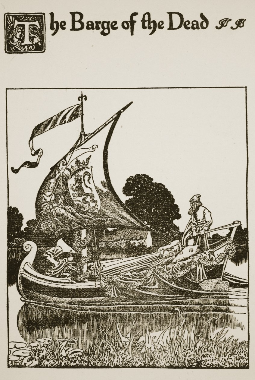 The Barge of the Dead, Illustration from 'The Story of Sir Launcelot ...