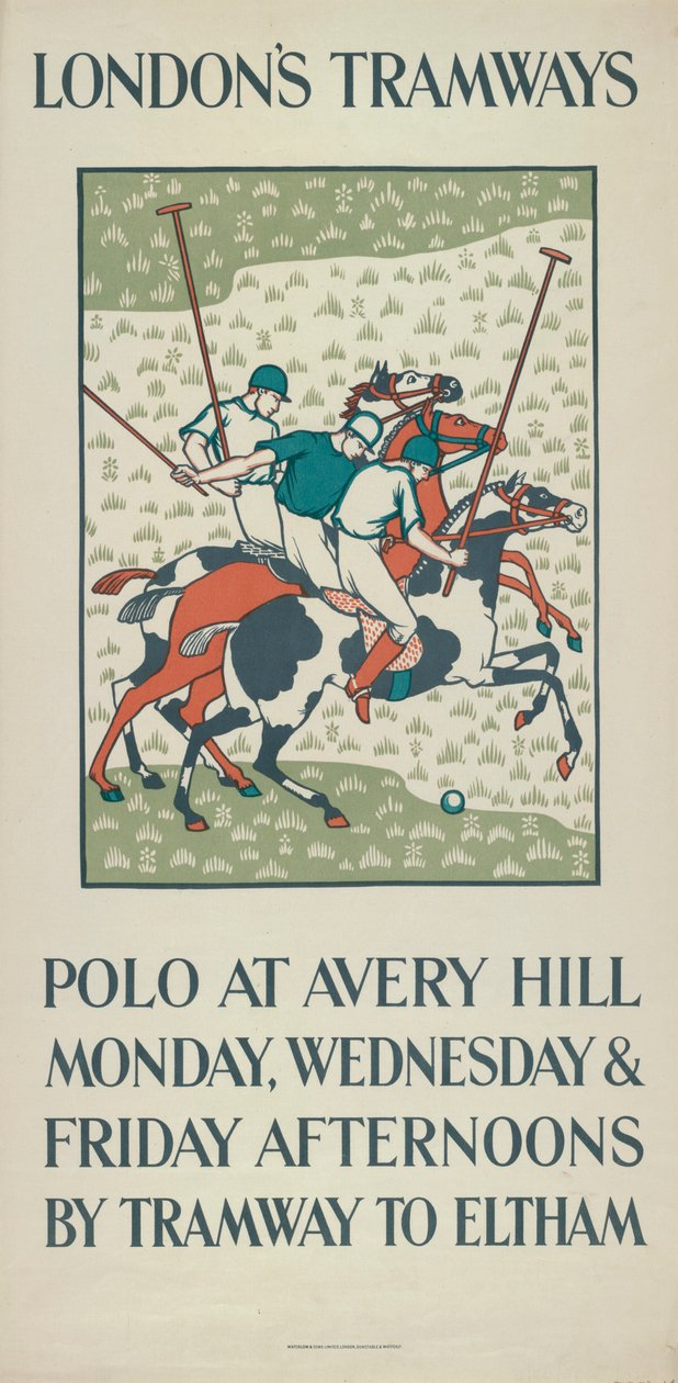 Polo at Avery Hill, London County Council LCC Tramways Poster