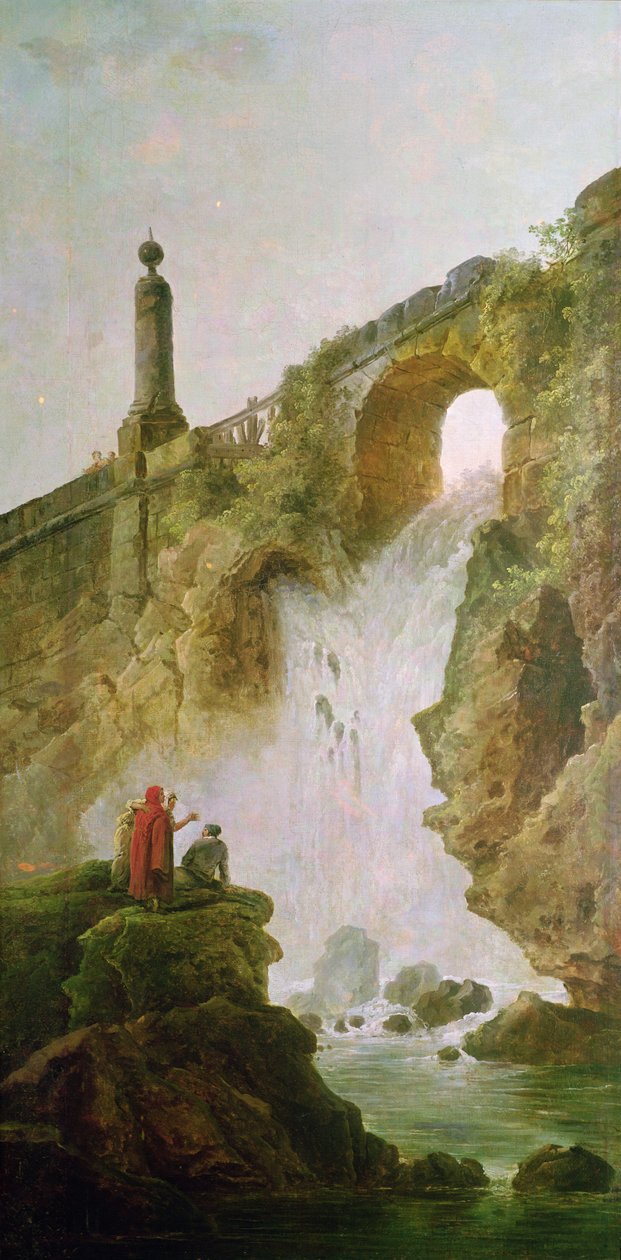 Landscape, The Waterfall by Hubert Robert: Fine art print