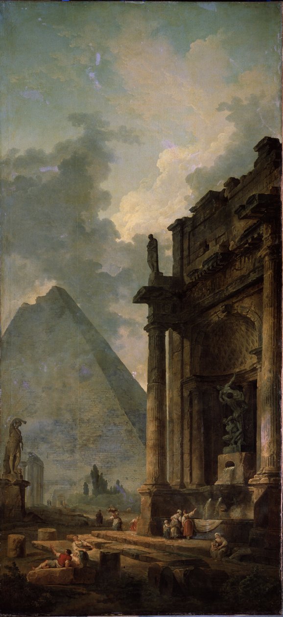 Ruins with pyramid by Hubert Robert: Buy fine art print