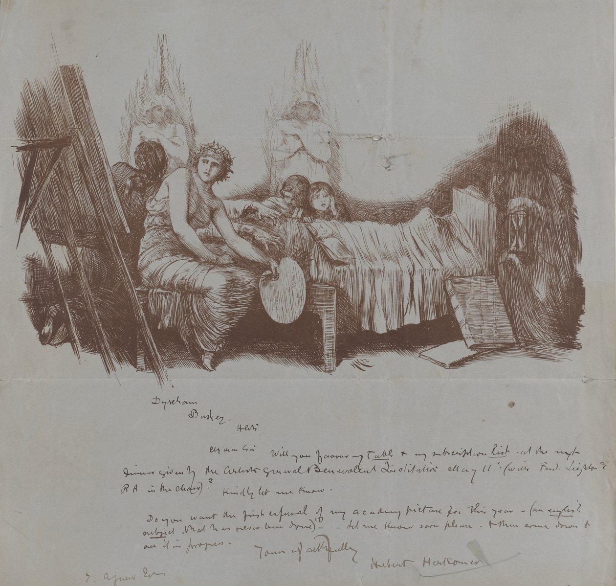 Invitation to a Benefit Dinner from Hubert von Herkomer to Thomas Agnew, 1877-78