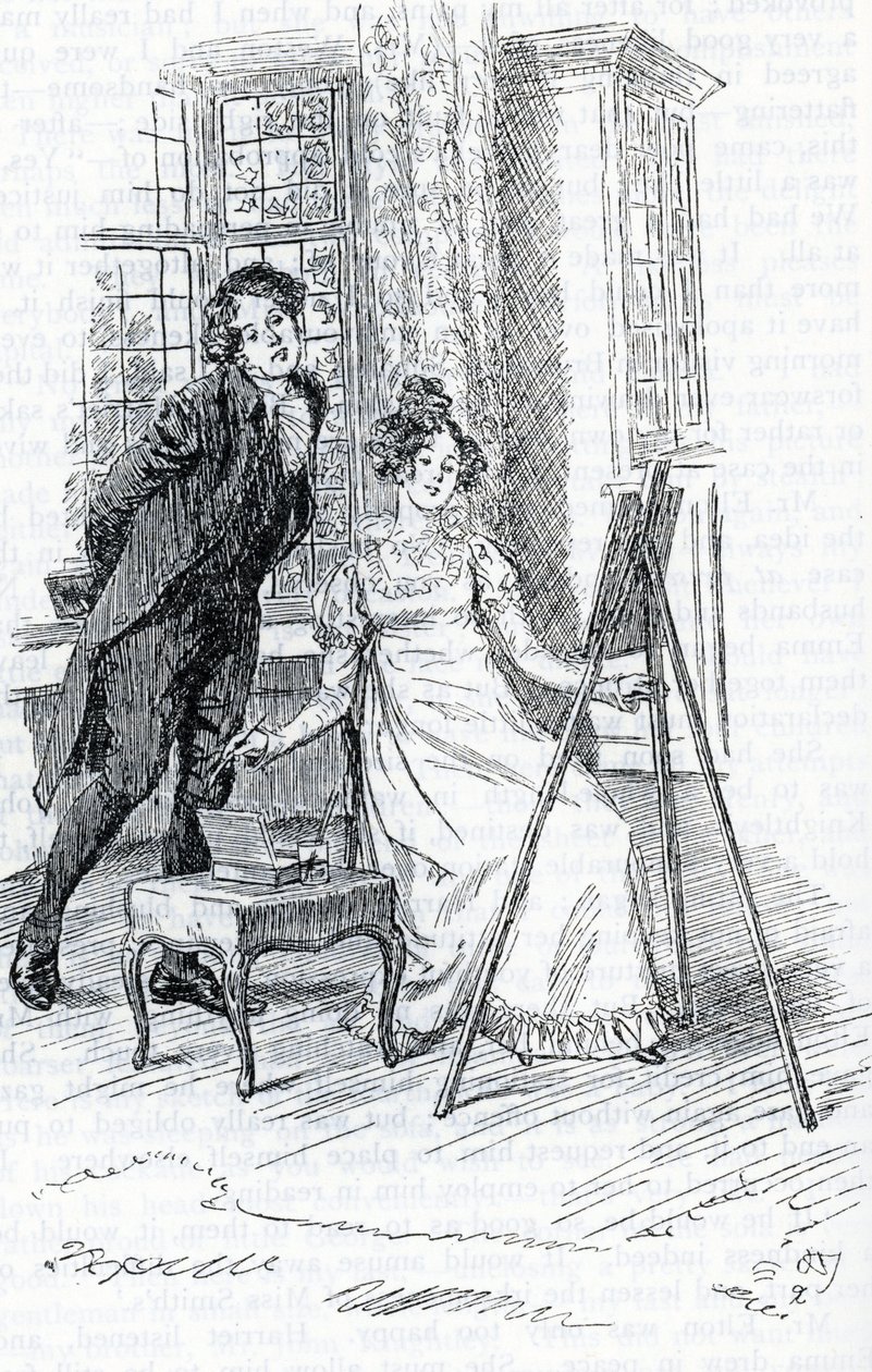 Mr. Elton Making Admire the Portrait of Hariett Painted by Emma