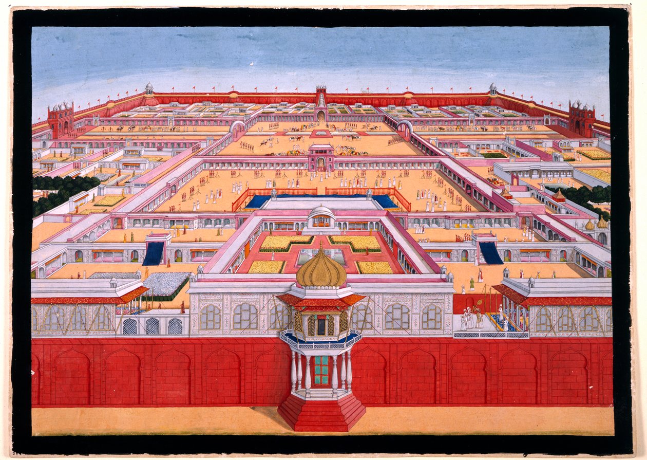 A Bird's-Eye View of the Red Fort at Delhi from the East, Showing an ...