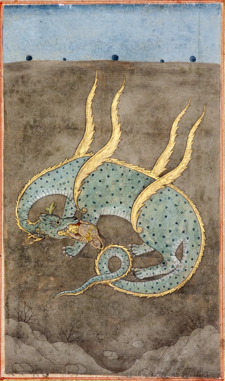 A dragon devouring a woman by Indian School