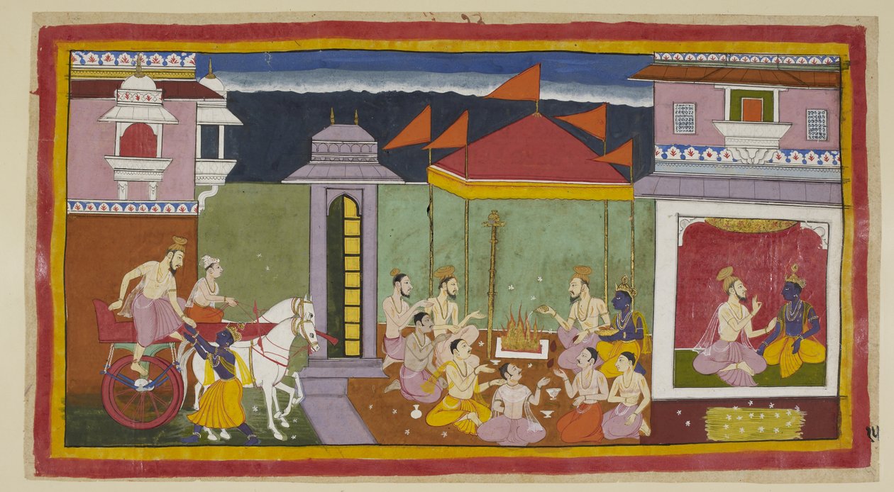 Vasistha Arrives at Rama's Palace (detail) by Indian School
