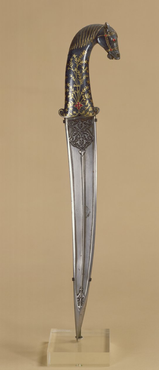 Dagger with a horse head handle by Indian School