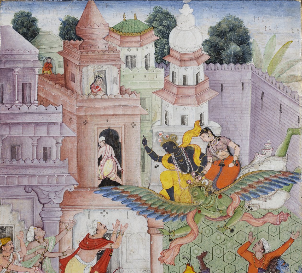 (detail) Krishna Cleaves the Demon Narakasura with his Discus