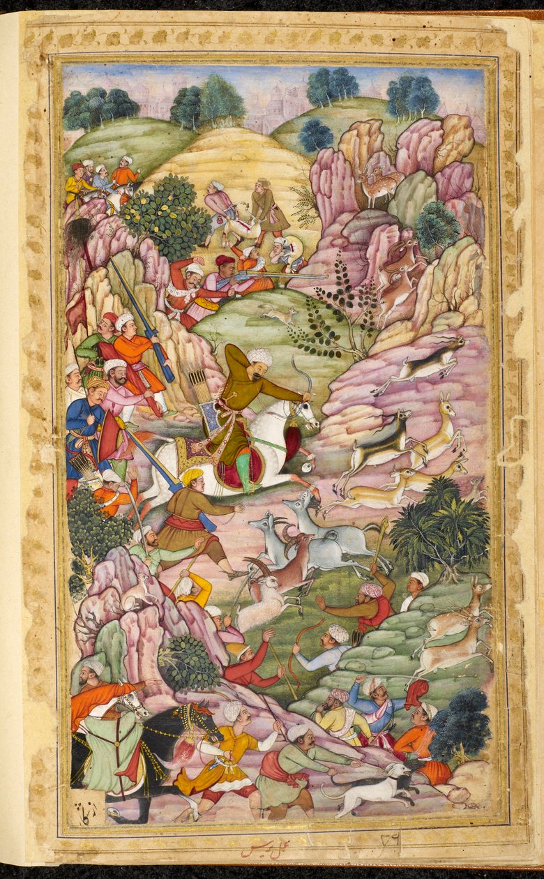 The Emperor Babur Hunting, between Ali Shang and Alangar, in the Kabul ...
