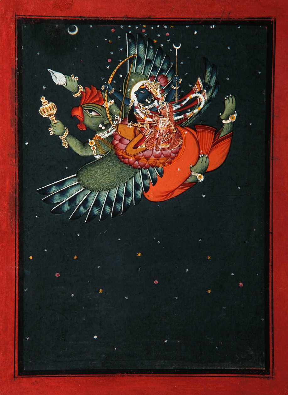 On the wings of Garuda: Krishna and Satyabhama fly through the night sky