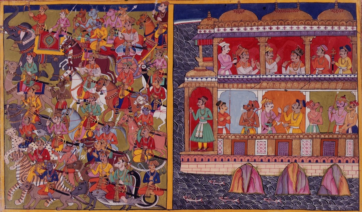 Sukesha's sons prepare for battle, from the 'Ramayana, Uttara Kanda' 1653