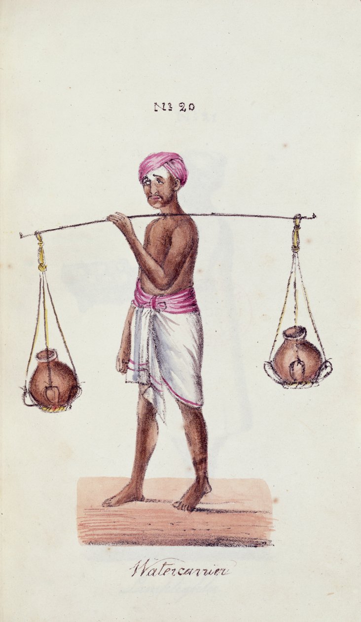 Watercarrier, from 'A Digest of the different Castes of India', by ...