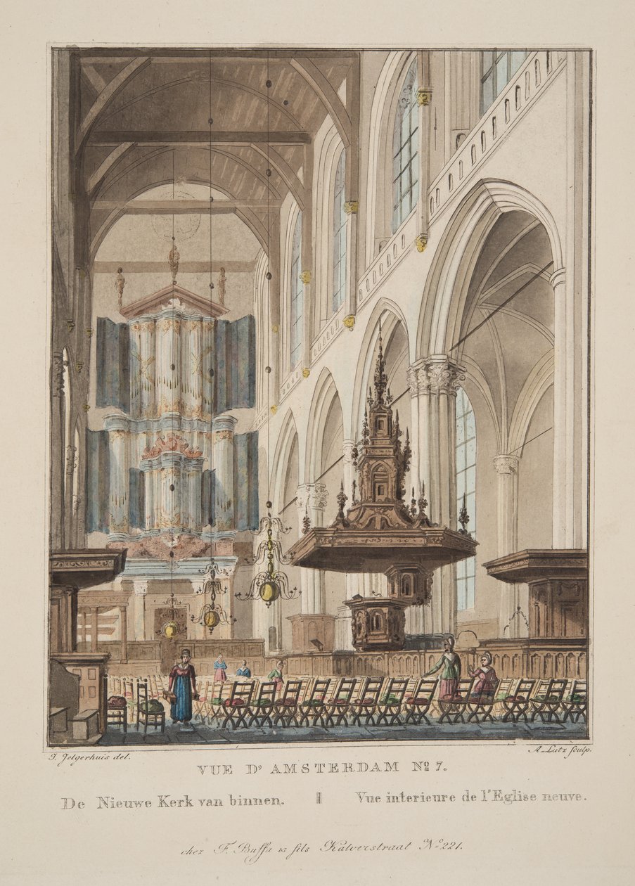 View of Amsterdam No.7. The Nieuwe Kerk from inside. Interior view of ...