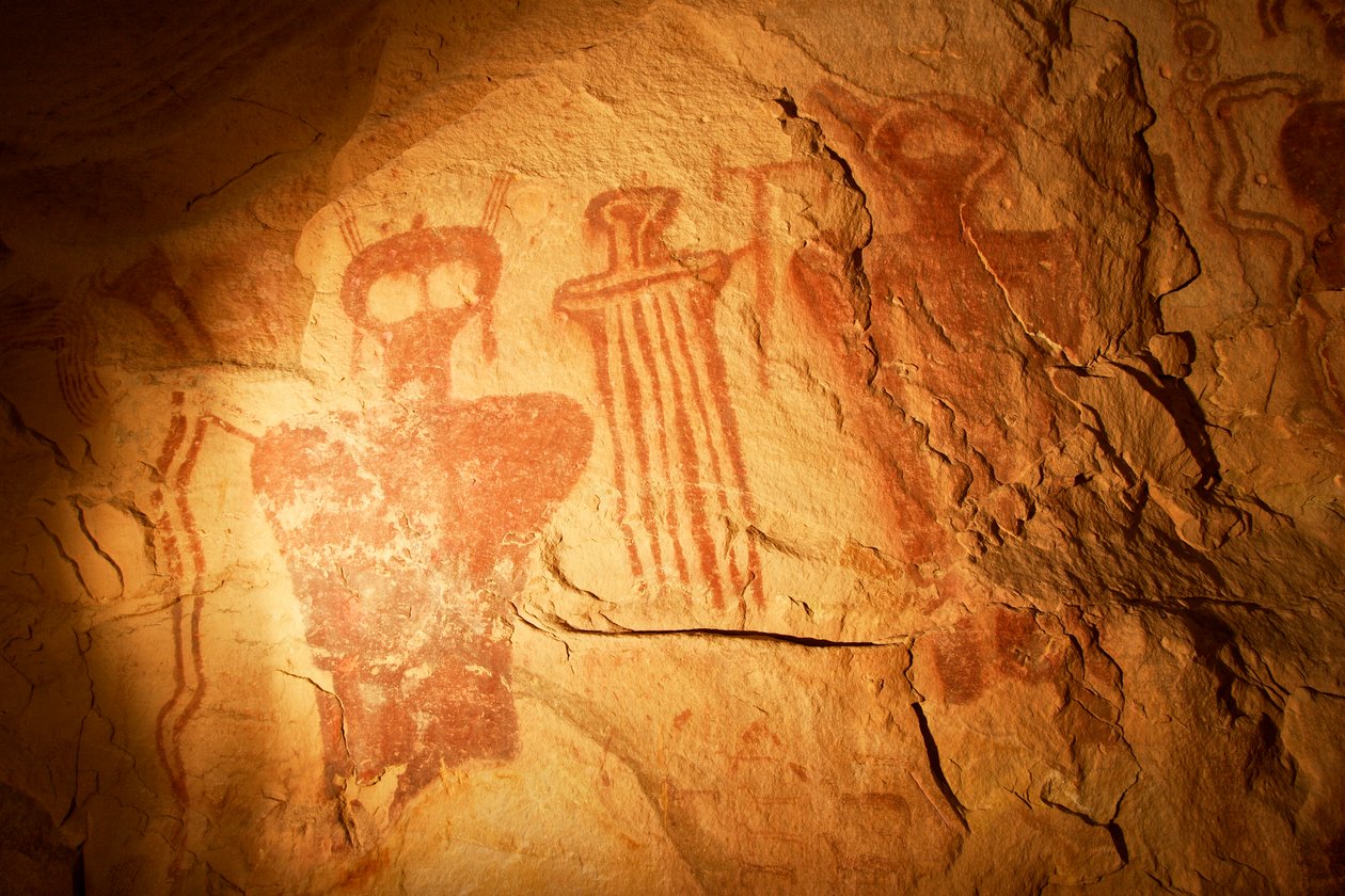 Rock art image around Thompson Canyon. The panels are Barrier Canyon ...
