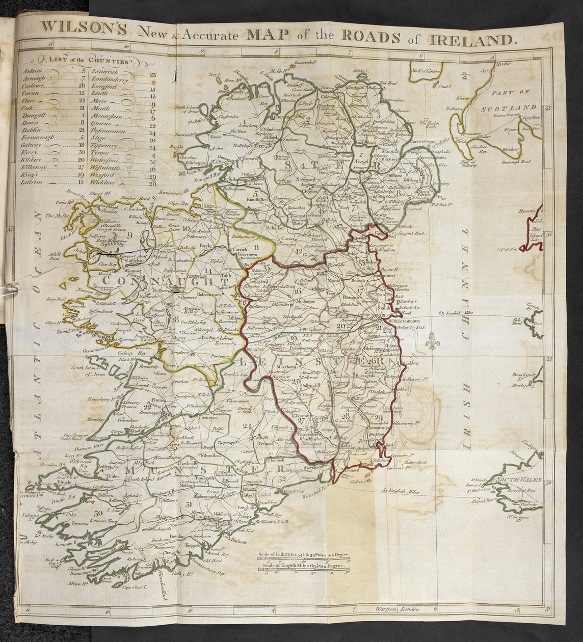 Map of roads in Ireland, from 'The post-chaise companion: or, Traveller ...