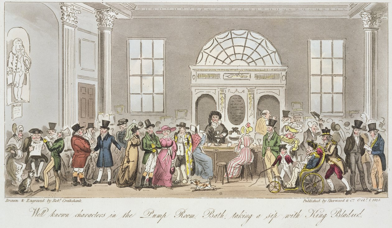 Well Known Characters in the Pump Room, Bath, Taking a Sip with King ...